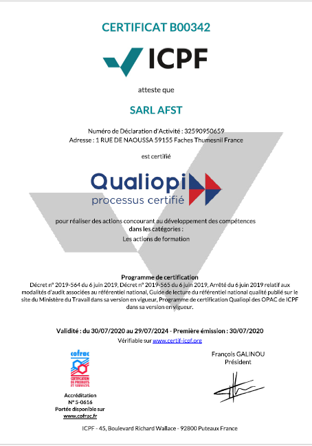 QUALIOPI – Action Formation Sécurité au Travail